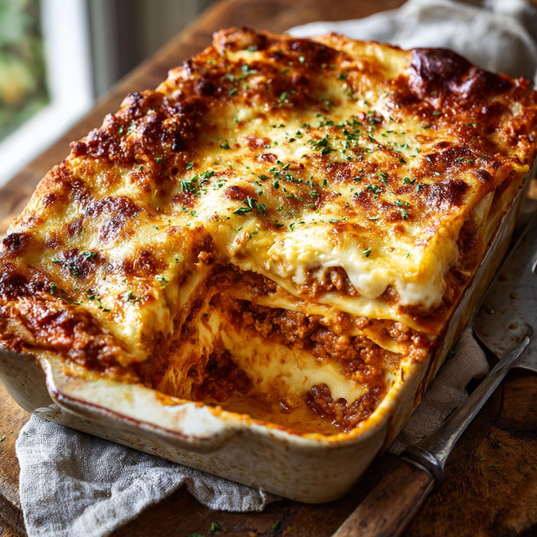 Oberste Schicht Lasagne