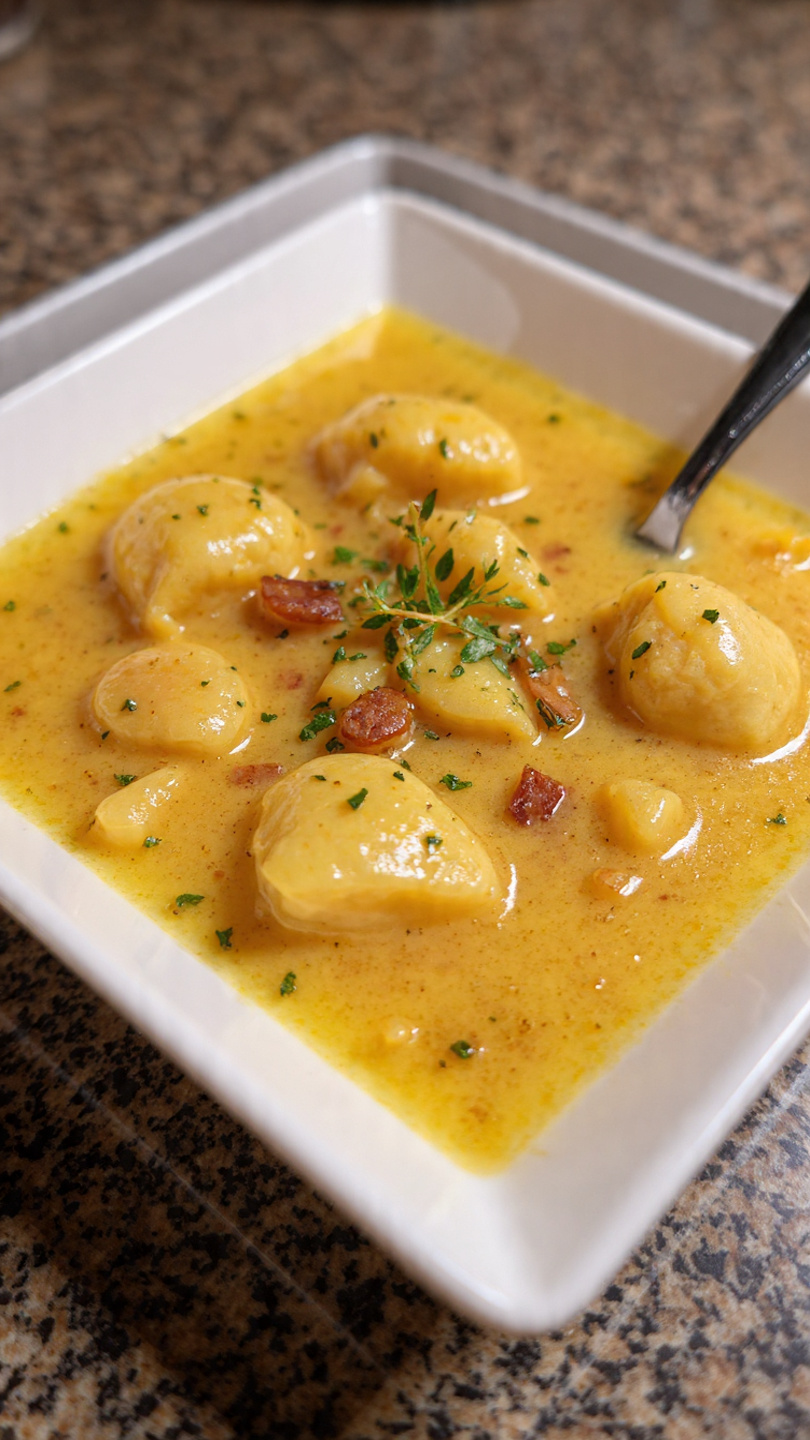 Knefla Soup – Kartoffelsuppe mit hausgemachten Knefla - Heimatküche